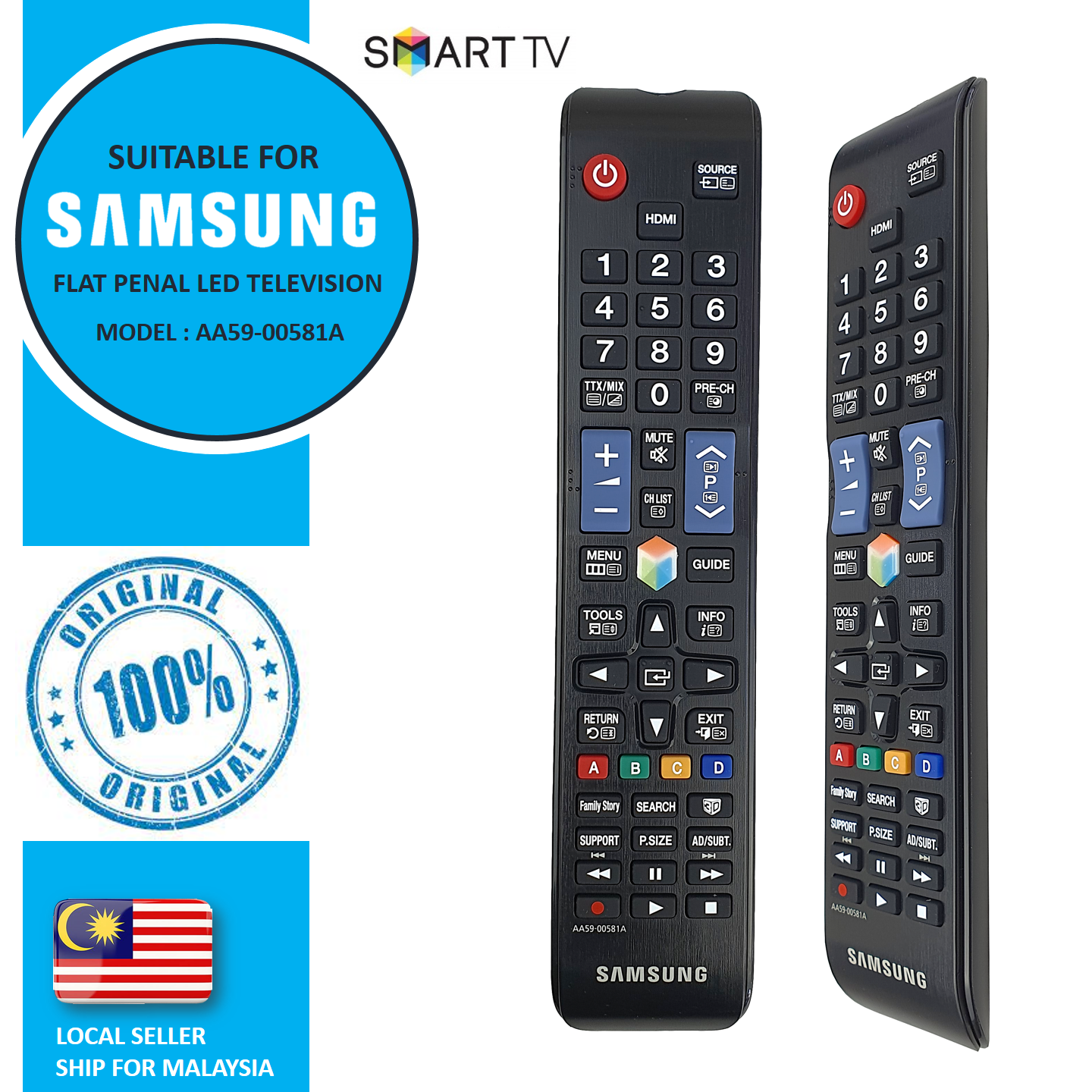 **Original** Samsung AA59-00581A Smart Flat Panel LED LCD TV Remote ...