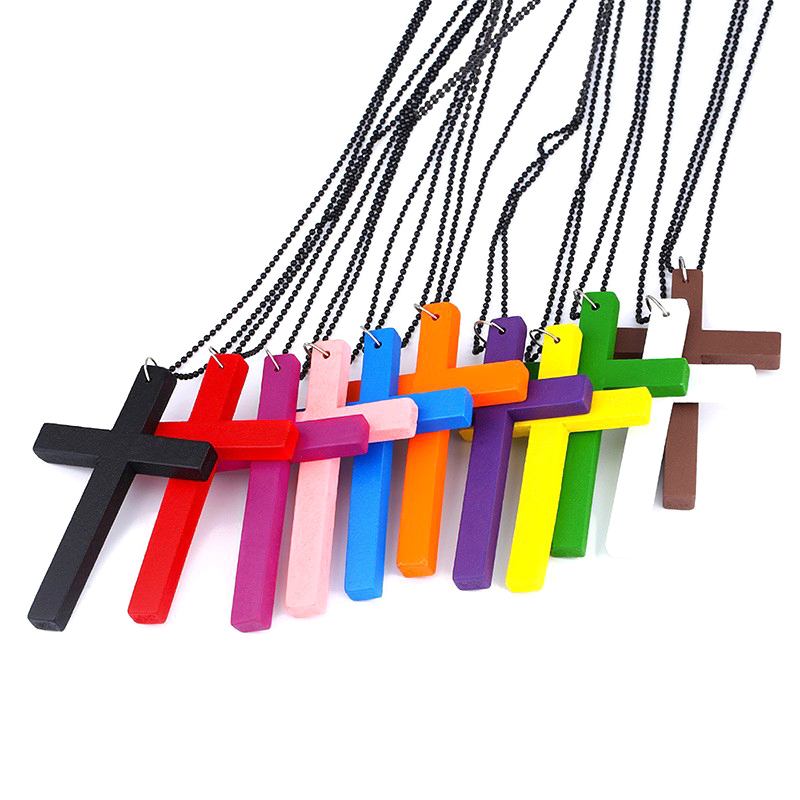 Vintage Wood Cross Pendant Necklace Simple Natural Wooden Cross ...