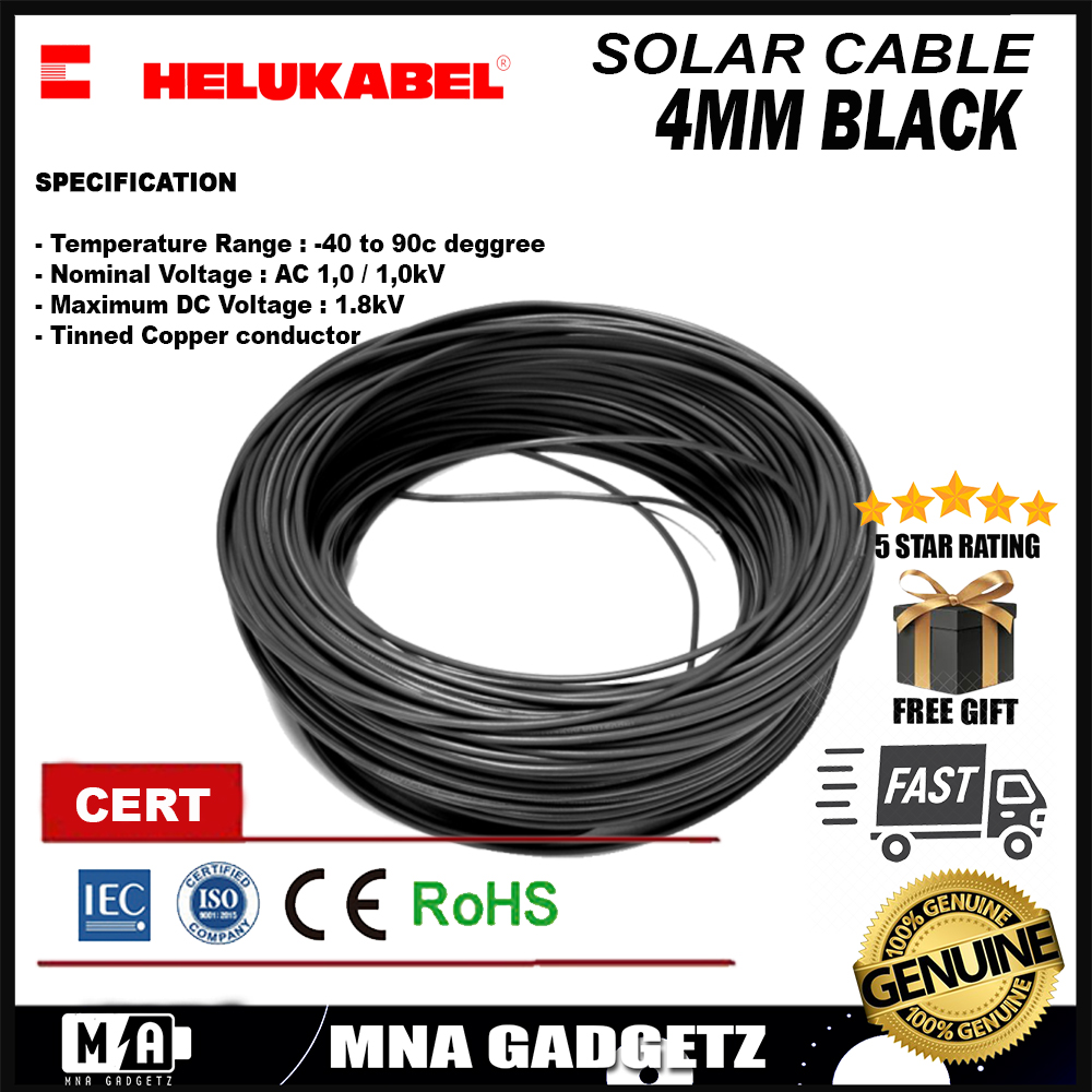 SOLAR DC CABLE 4mm2 BLACK High Quality Double Insulated Flexible Pure ...