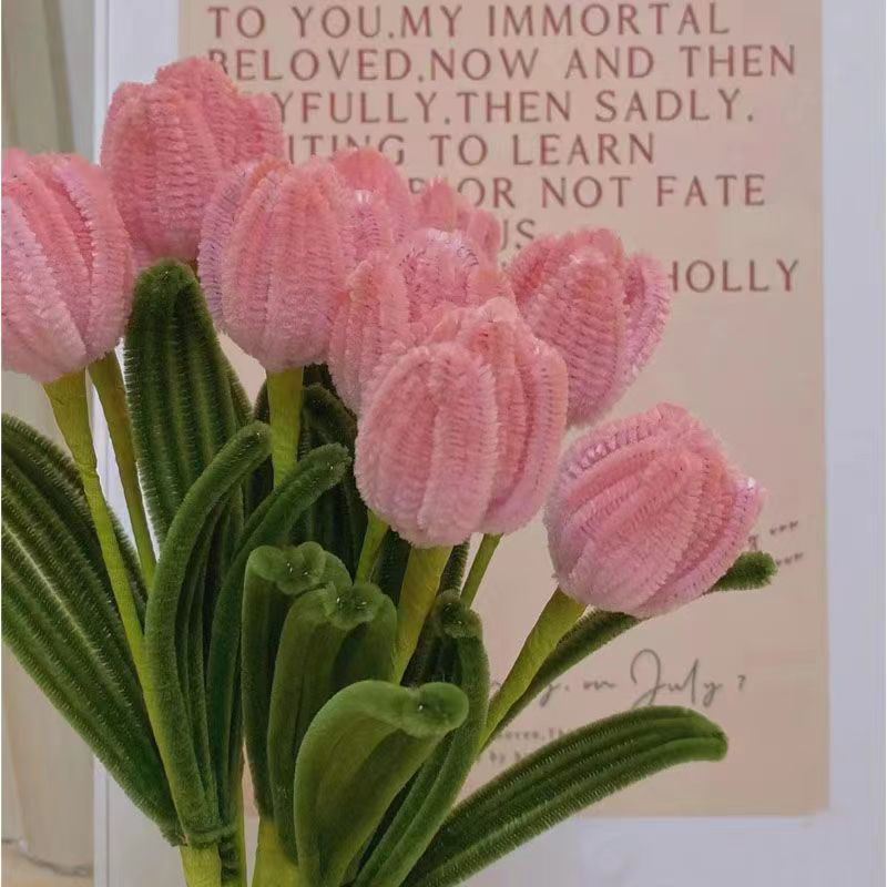 100Pcs Colorful Chenille Stem Twisted Rod Wool Root Fluffy Bar Iron ...