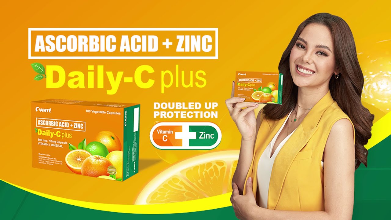 Sante Daily C- Plus Ascorbic Acid + Zinc (100 Capsules) 500mg/ 10 mg ...