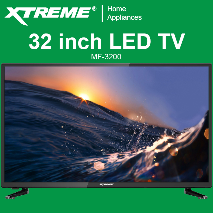 XTREME 32" LED TV Slim Bezel USB Port HDMI VGA Dynamic Sound Quality HDR Quality (Black) [MF ...
