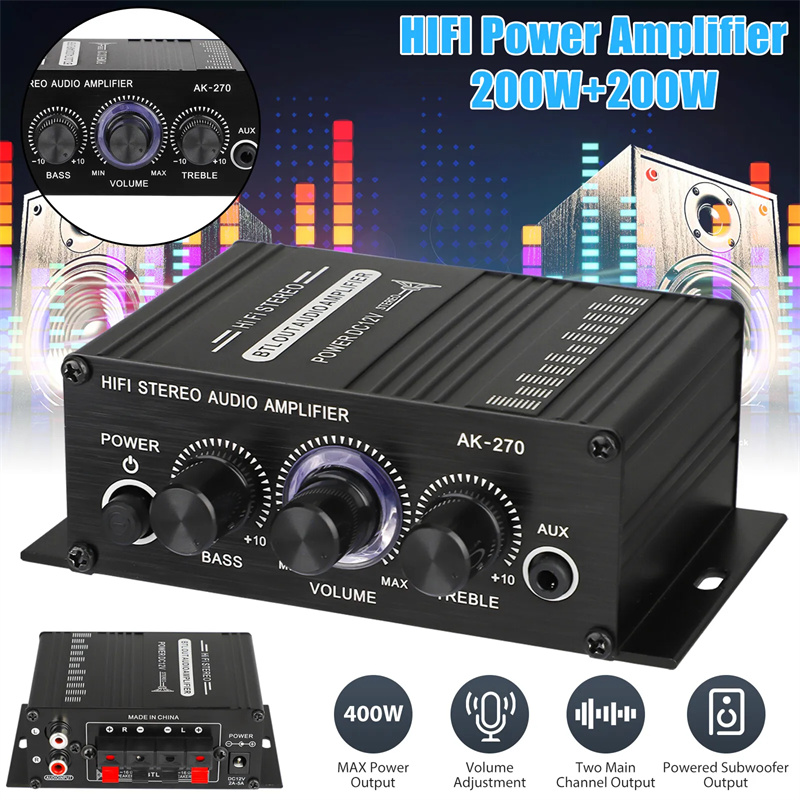 Mini Audio 2-Channel Stereo Power Amplifier Portable Sound Amplifier ...