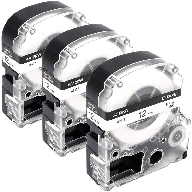 【UrbanNomad】3Pcs 12mm Label Maker Tape Label Maker Black on White Label ...