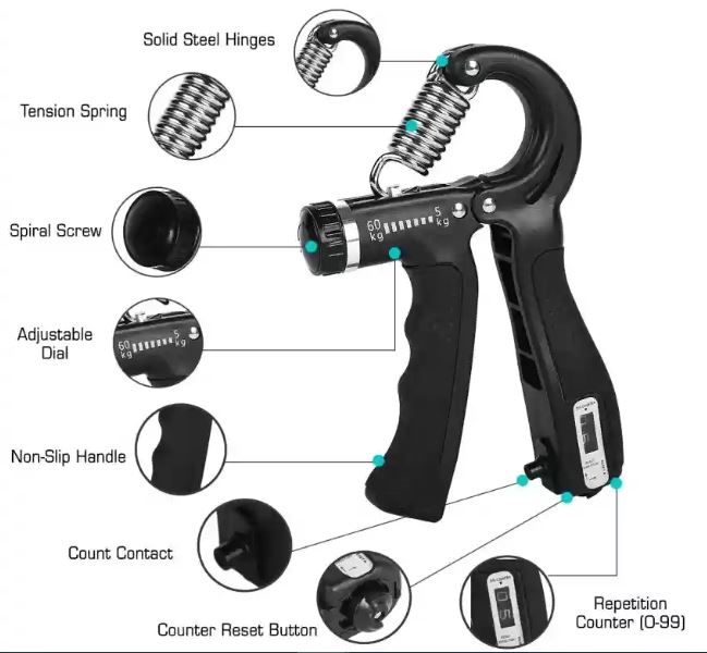 R-Shape Adjustable Countable Hand Grip Strength Exercise Strengthener ...
