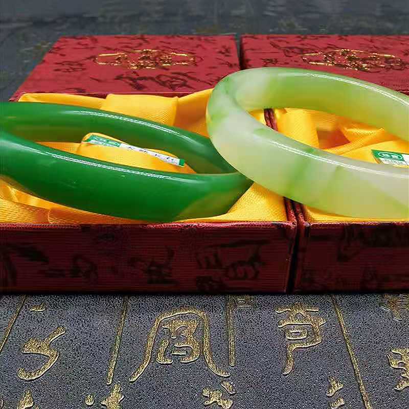 Real Jadeite Natural Ice Green Jade Bangle Luxury Bracelet For Women ...