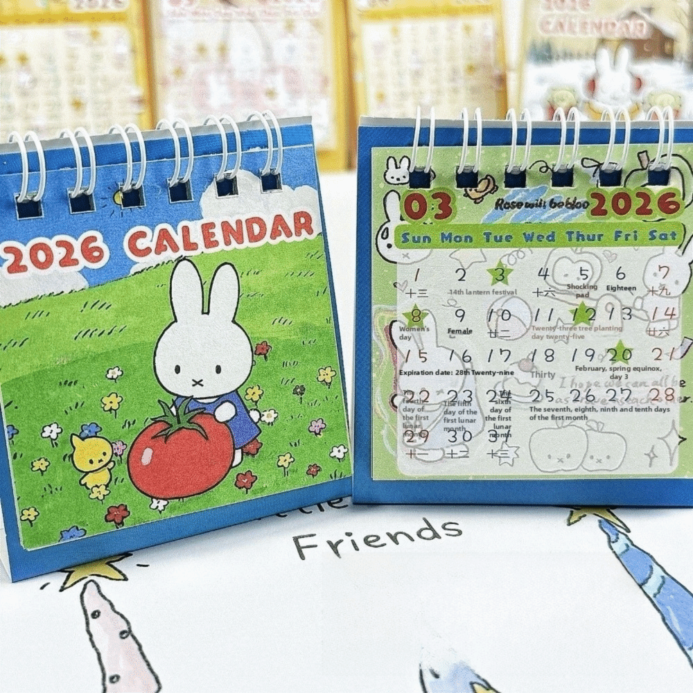 Cute Mini 2026 Miffy Desk Calendar Portable Schedule Mark Schedule ...