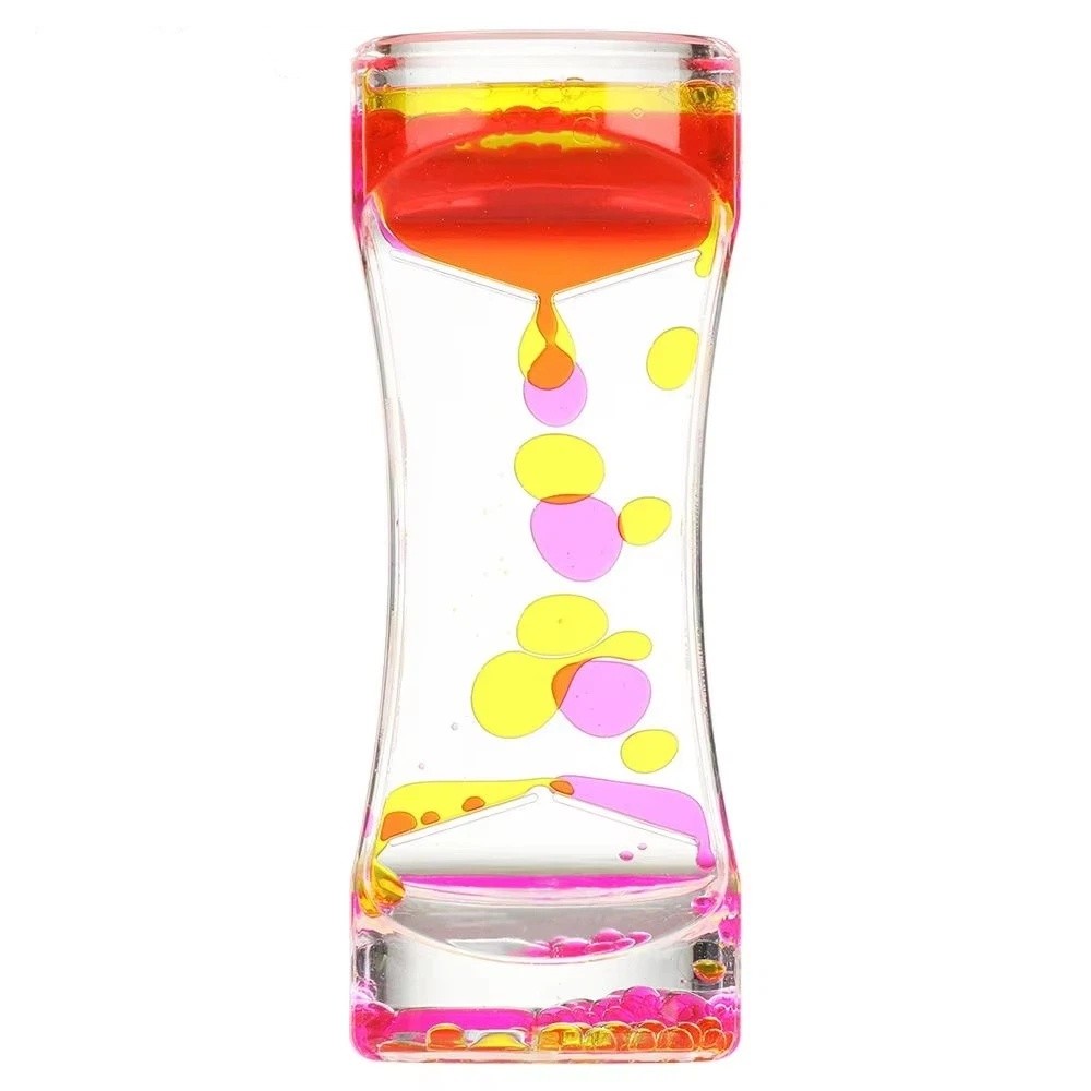 Calming Visual Double Colors Oil Hourglass Timer Acrylic Descending ...