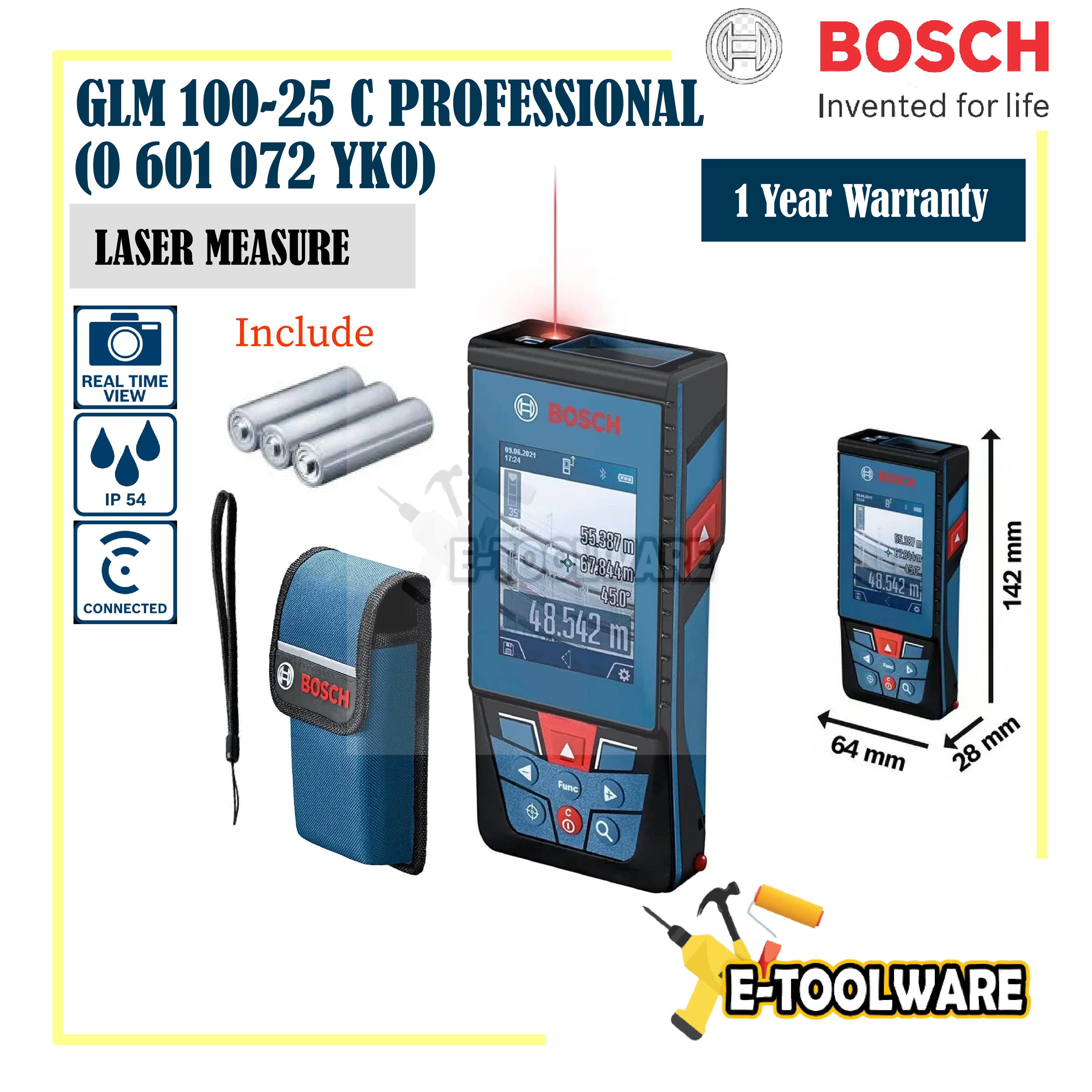 Bosch GLM 100-25 C Laser Measure 100 Meter (With Bluetooth) | Lazada