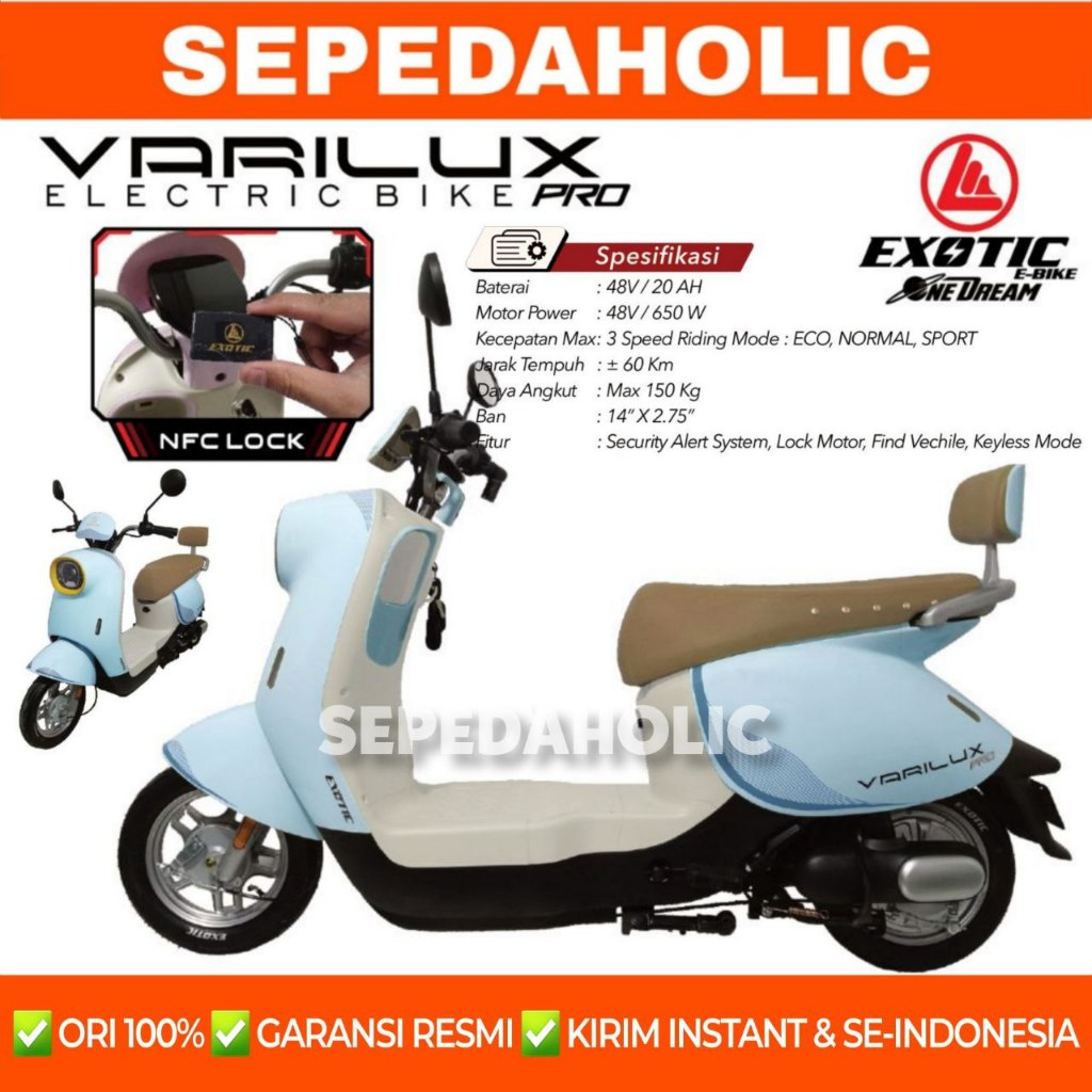 Sepeda Listrik EXOTIC VARILUX PRO BY PACIFIC 650 Watt 20 AH Electric ...