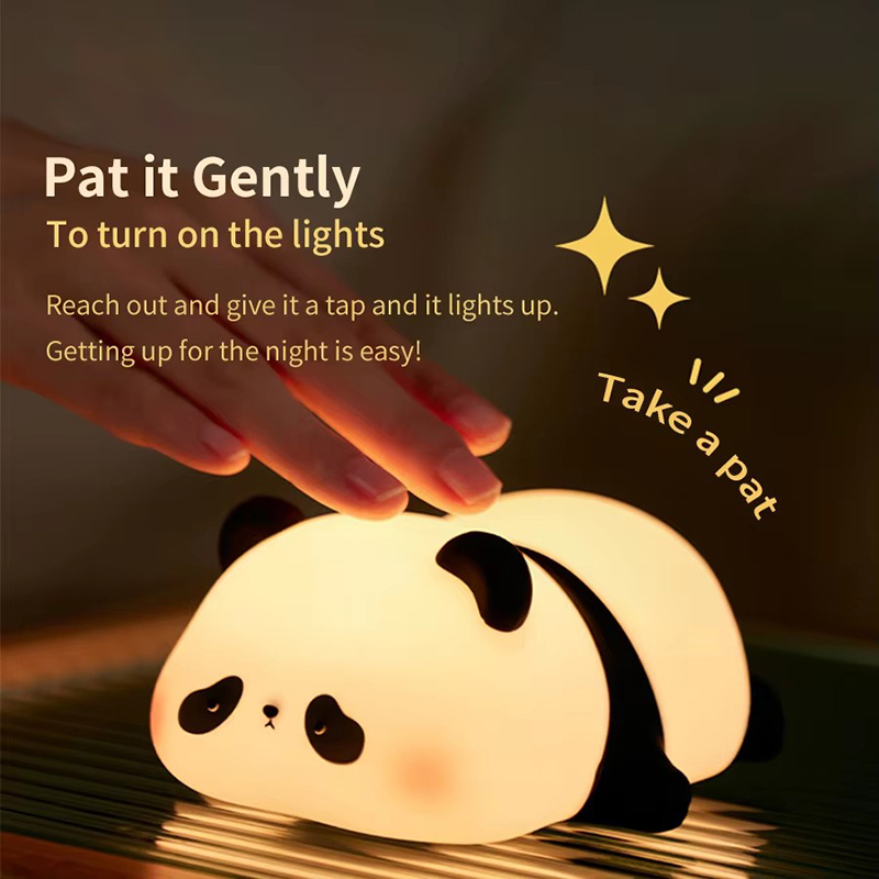 Creative Mini Panda Small Night Light Living Room Cute Panda Silicone ...