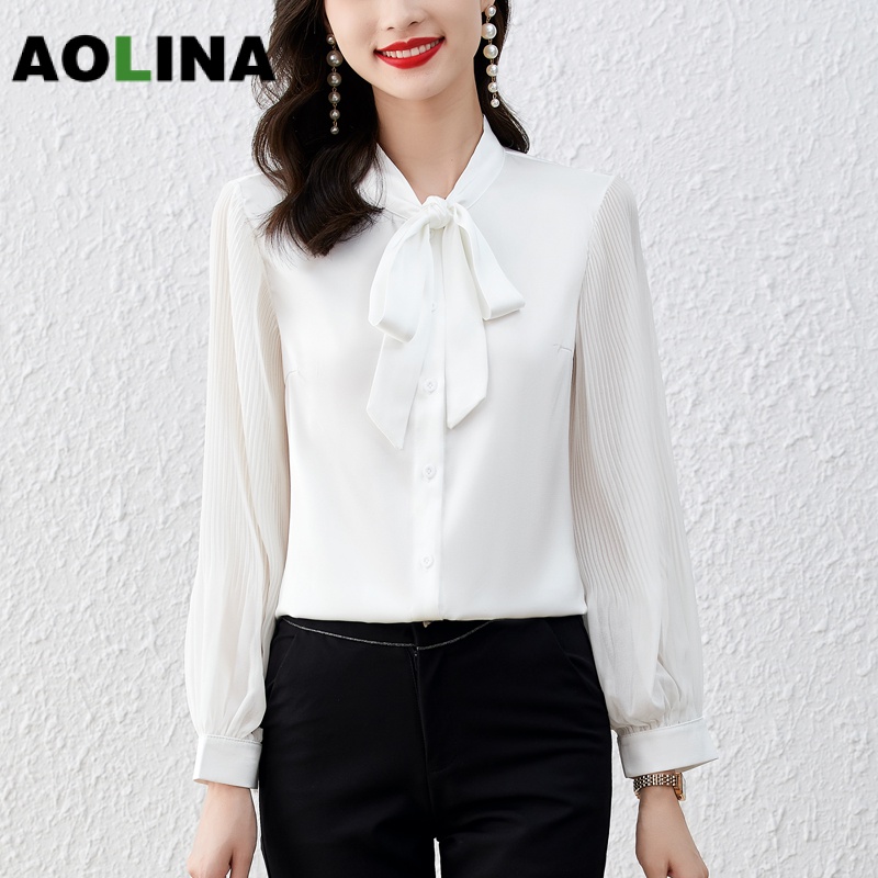 AOLINA เสื้อทรงหลวมเสื้อทรงโบว์สำหรับผู้หญิง2024ฤดูใบไม้ผลิและฤดูใบไม้ ...