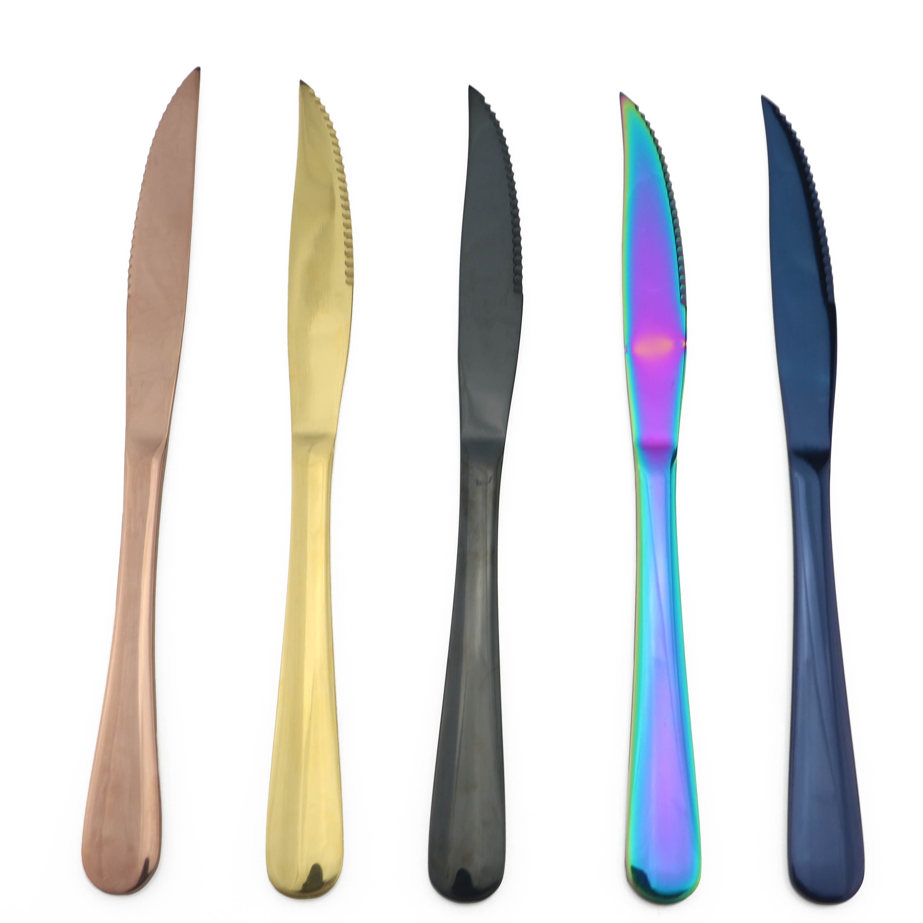 Multi-Color Stainless Steel Rainbow Sharp Steak Flatware Table Cutlery ...