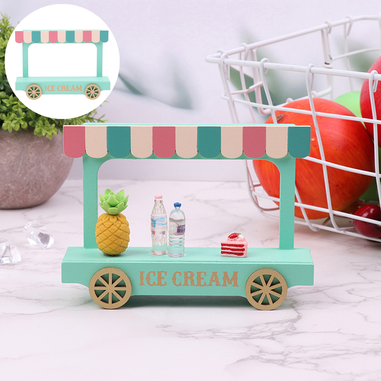 Edena Dollhouse Ice Cream Van Dollhouse Ice Cream Cart Mini Ice Cream ...
