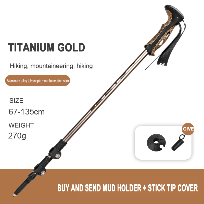 CAMELCROWN Trekking Pole Aluminum Alloy Outer Lock 3-Section Telescopic ...