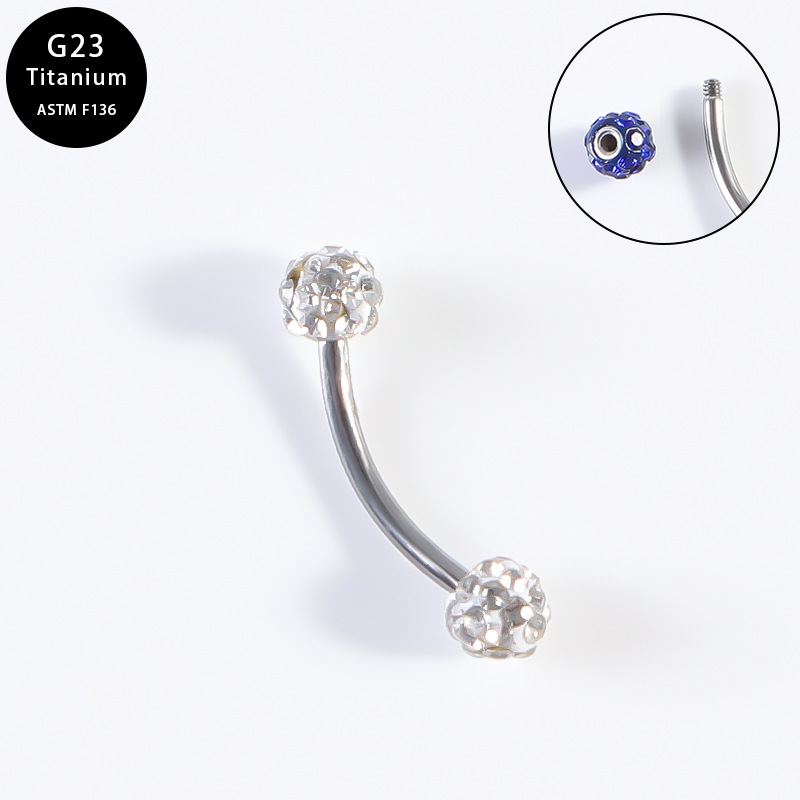 【Good sharing!】Soft ceramic ball eyebrow nail G23 titanium alloy thread ...