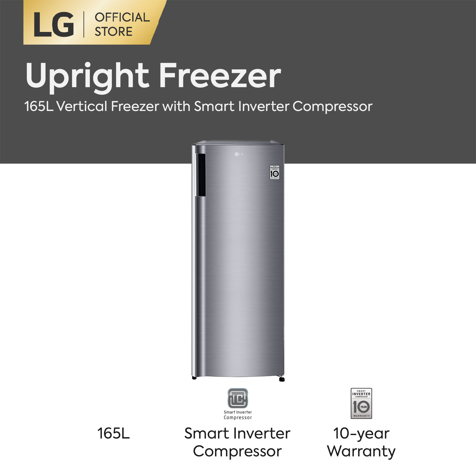 Lg 171L Single Door Upright Freezer (Grey Gn-304Slbt) at James Ivery blog