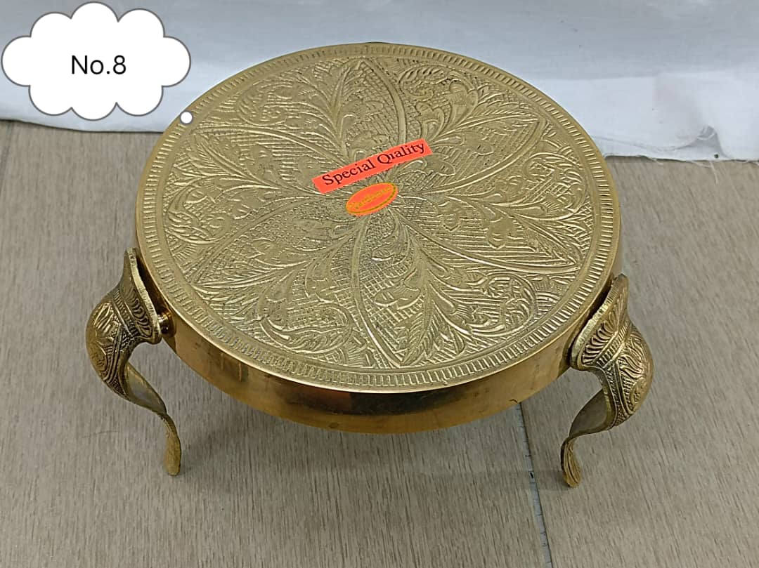 Brass Mukkali/Pooja Mukkali/Brass Chowki/Deity Stand with Floral Design ...