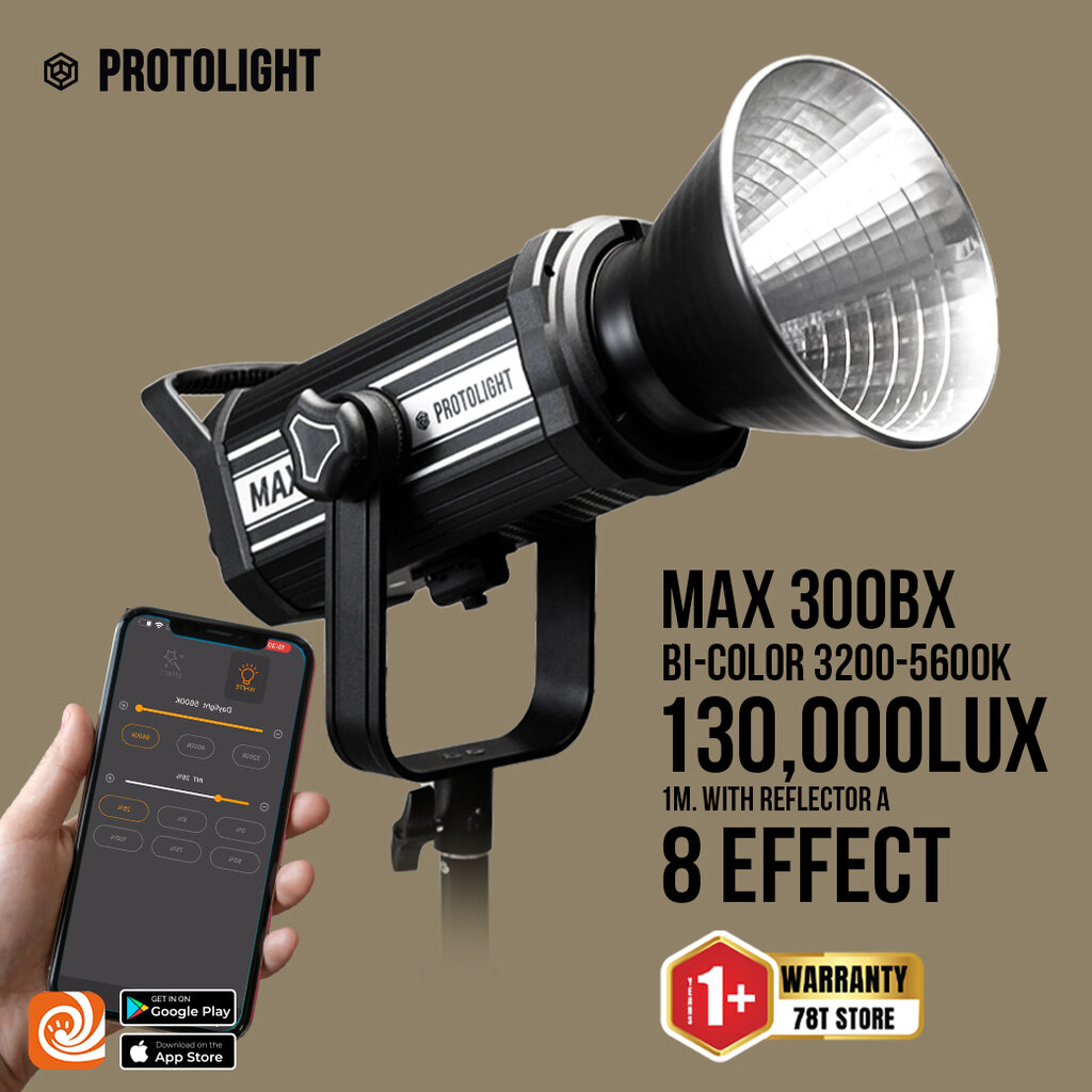 Protolight MAX 300BX ไฟสตูดิโอLED COB ไฟต่อเนื่อง 300W ปรับสีได้ ช่างภาพใช้เป็นไฟถ่ายรูป VDO ...