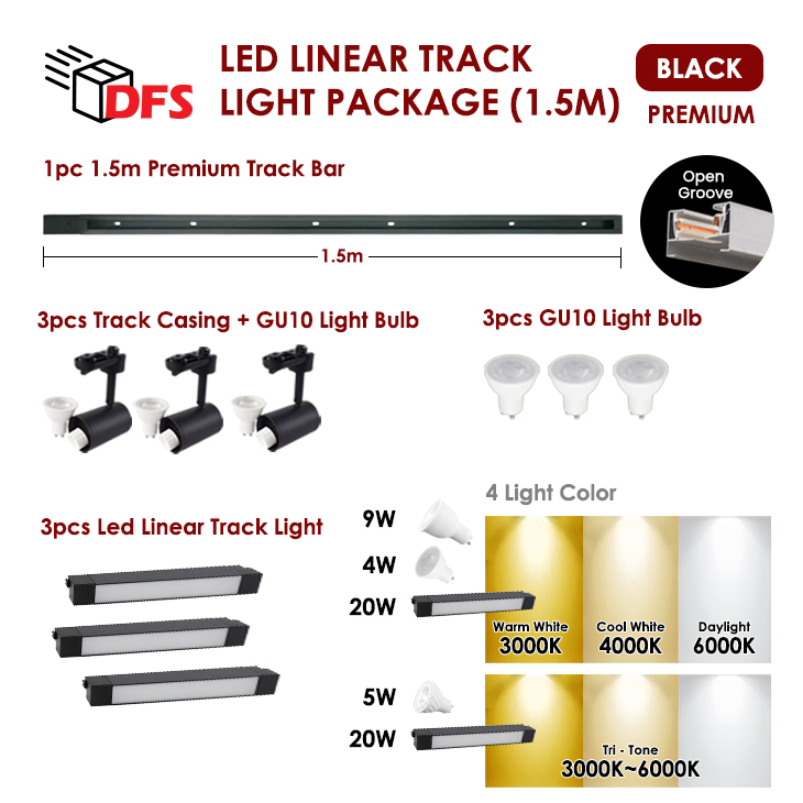 DFS LED LIGHT LED Linear Track Light 2pcs with Track Light 3 pcs 1.5m ...