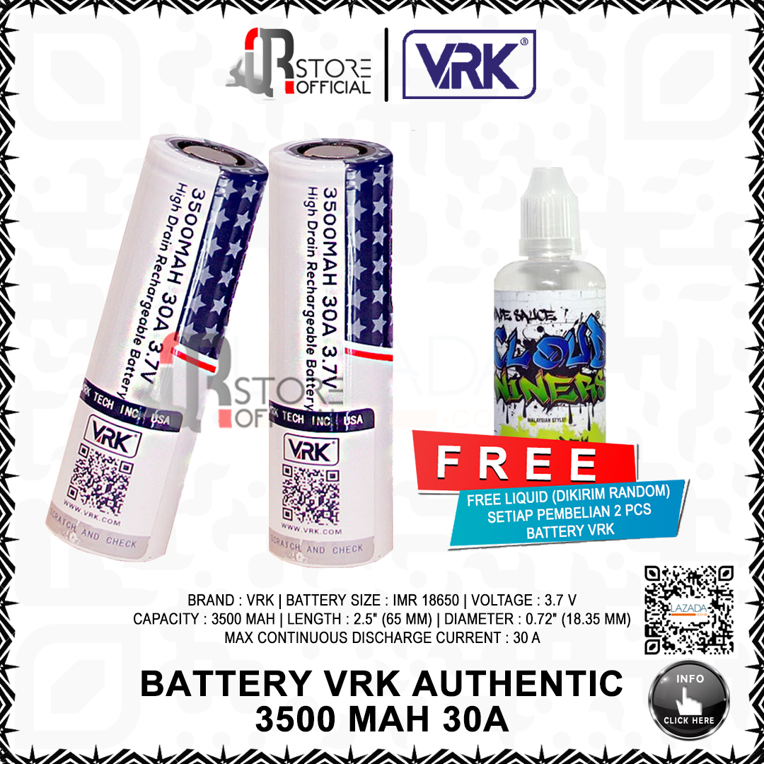 VRK Battery IMR 18650 3500mAh - Baterai VRK 40 A 3.7 V Original Batere ...