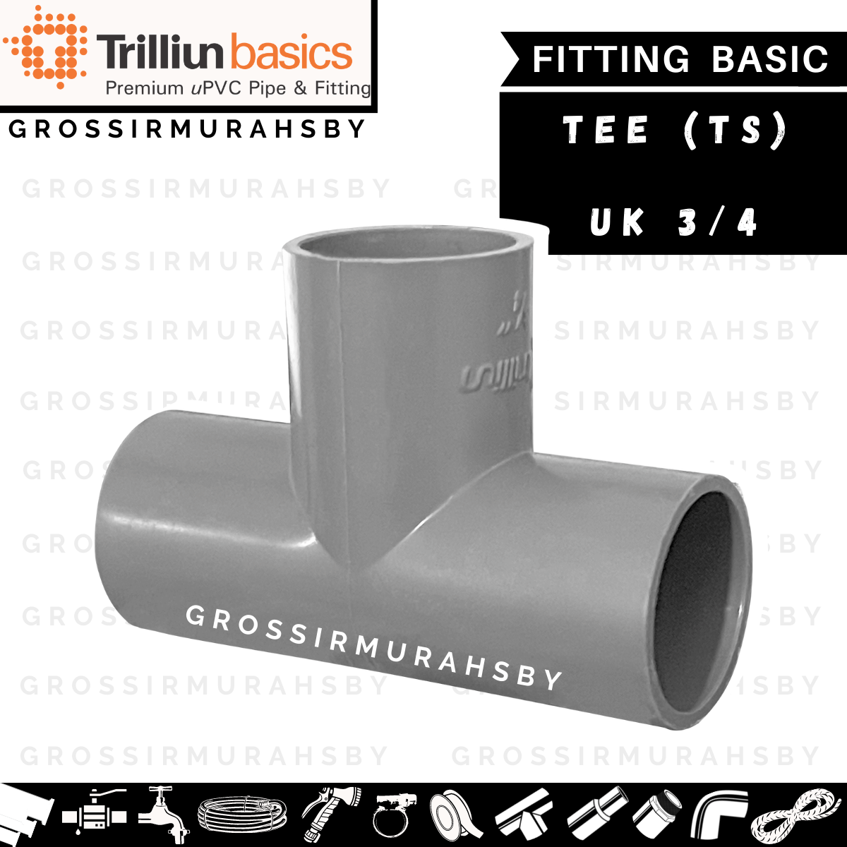 TEE 3/4 INCHI TRILLIUN TS - T TIGA CABANG SAMBUNGAN PARALON PIPA PVC ...