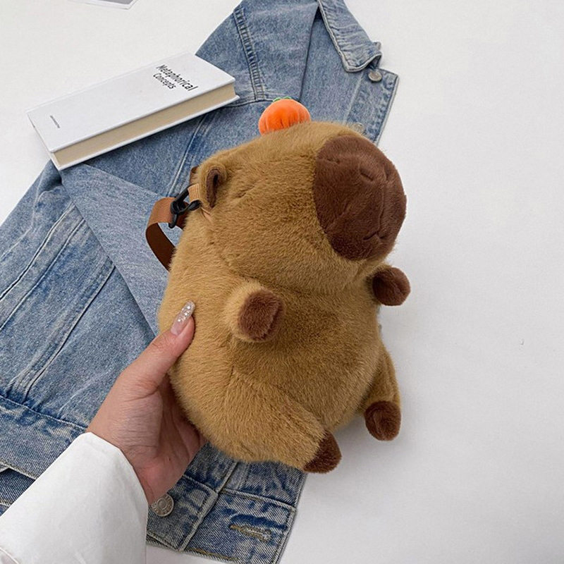 Cute New Capybara Plush Backpack Large Capacity Capybara Crossbody Bag ...