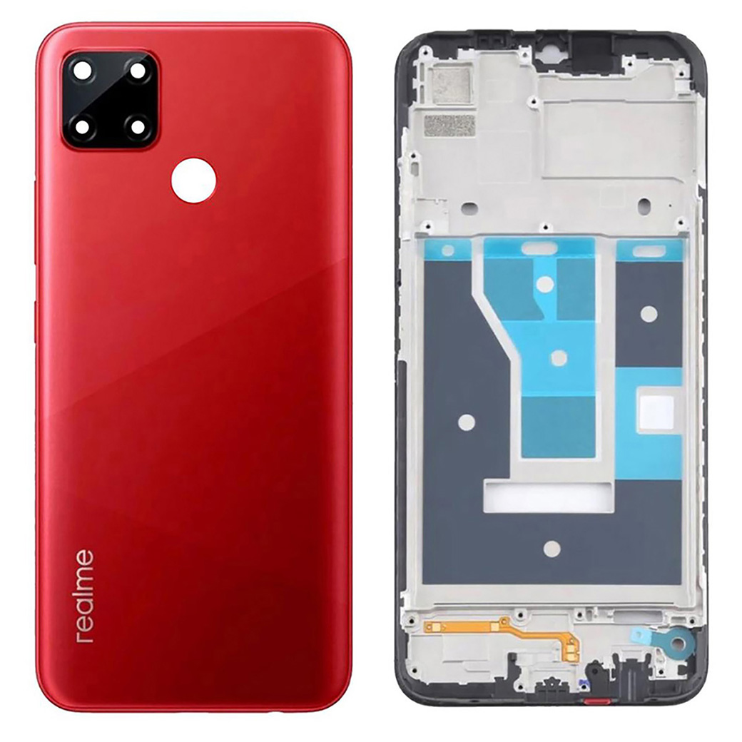 Realme C12 Middle Frame Housing with Power Volume Buttons & Camera Lens ...