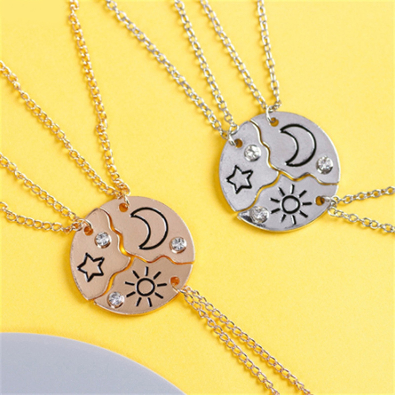 3Pieces New Round Sun Star Moon Pendant Necklace Fashion Best Friend ...