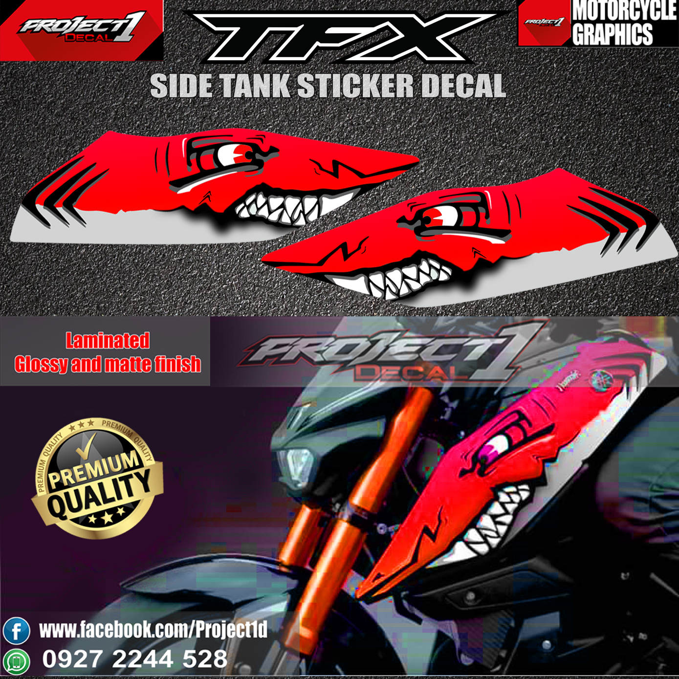 TFX 150 SIDE TANK SHARK DECAL LAMINATED STICKER | Lazada PH