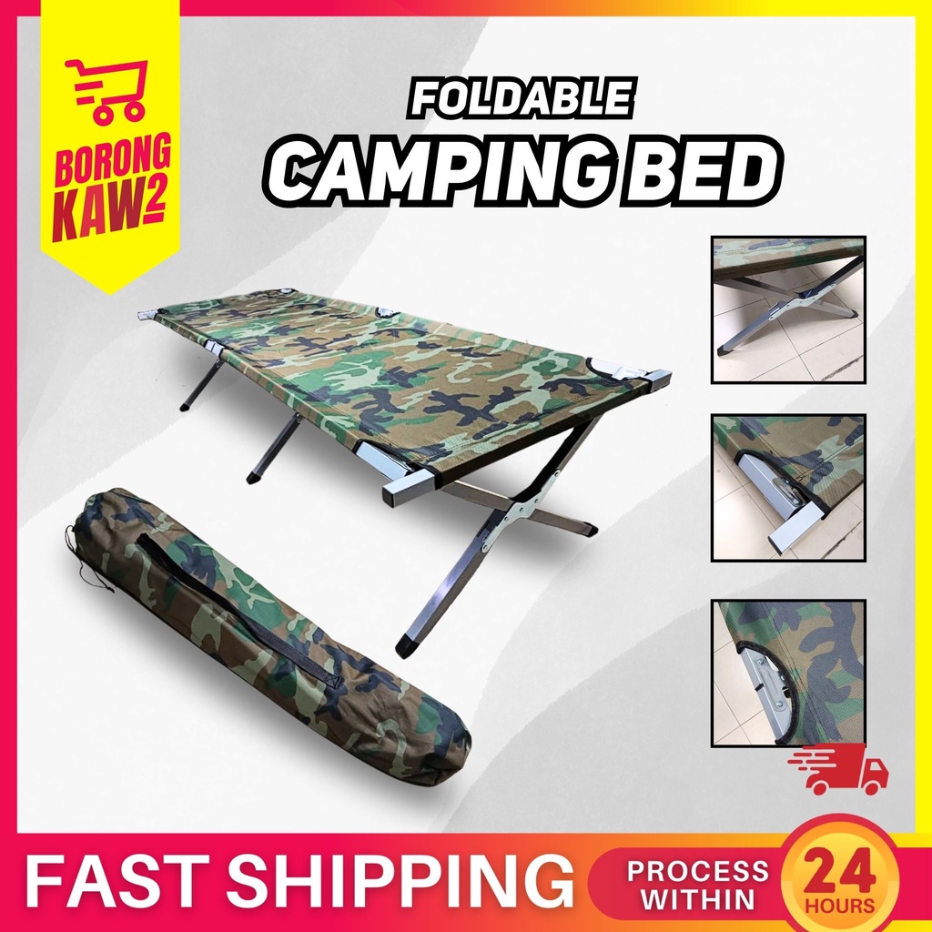 Fodable Camping Bed Army Canvas Bed Folding Sleeping Portable Katil ...