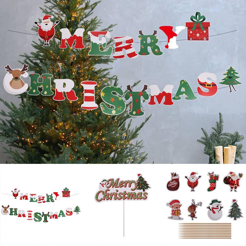 Creative Santa Claus/snowman Christmas Pull Flag Festive Cartoon Cake ...
