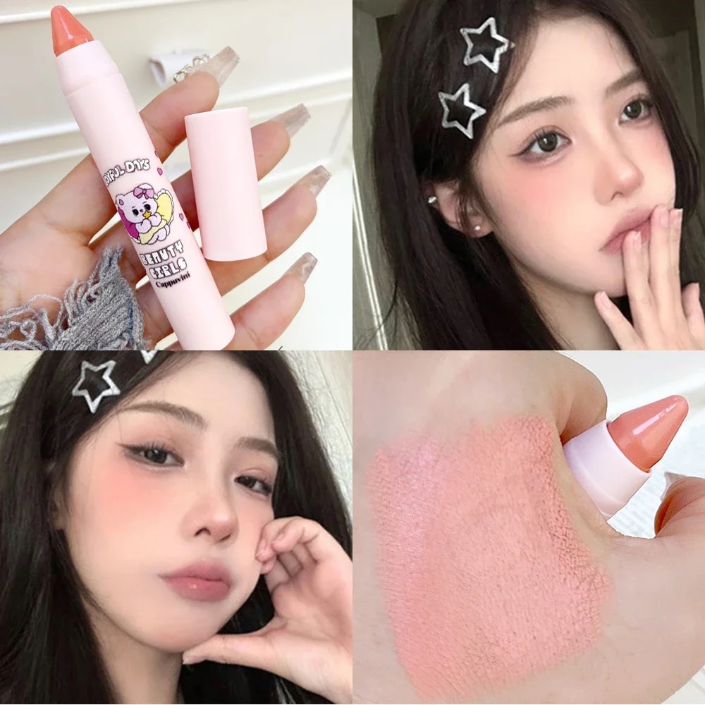 3 Colors Matte Blush Pencil Waterproof Lasting Multi-use Lip Cheek ...