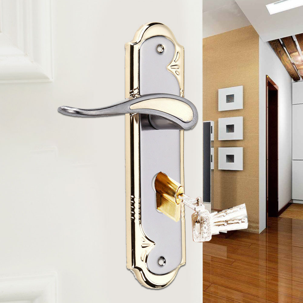【TopazTrove】Door Lock Set With Handle European style Titanium Bedroom ...