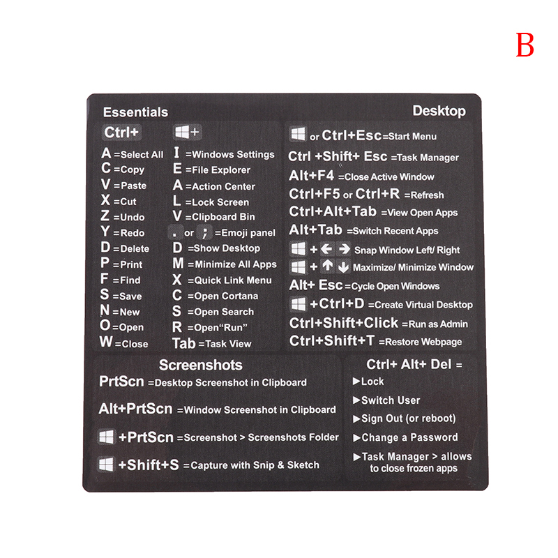 PC Reference Keyboard Shortcut Sticker Adhesive for PC Laptop Desktop ...