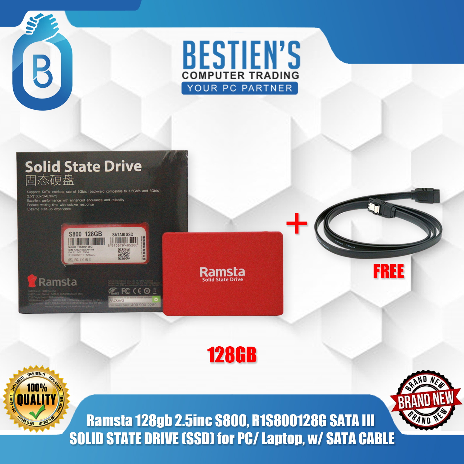Ramsta 128gb 2.5inc S800, R1S800128G SATA III SOLID STATE DRIVE (SSD ...