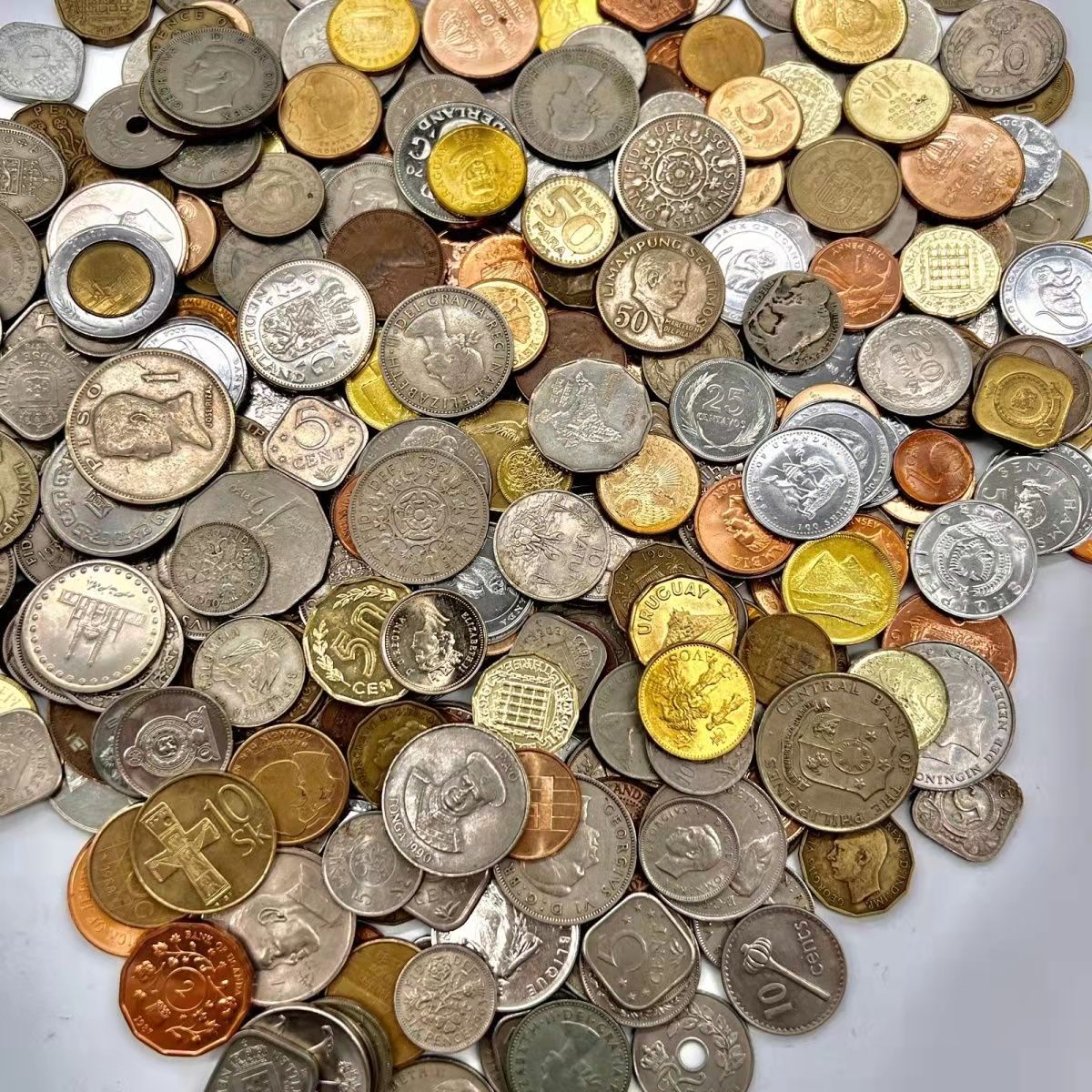 Foreign coins, coins, banknotes of different countries in the world ...