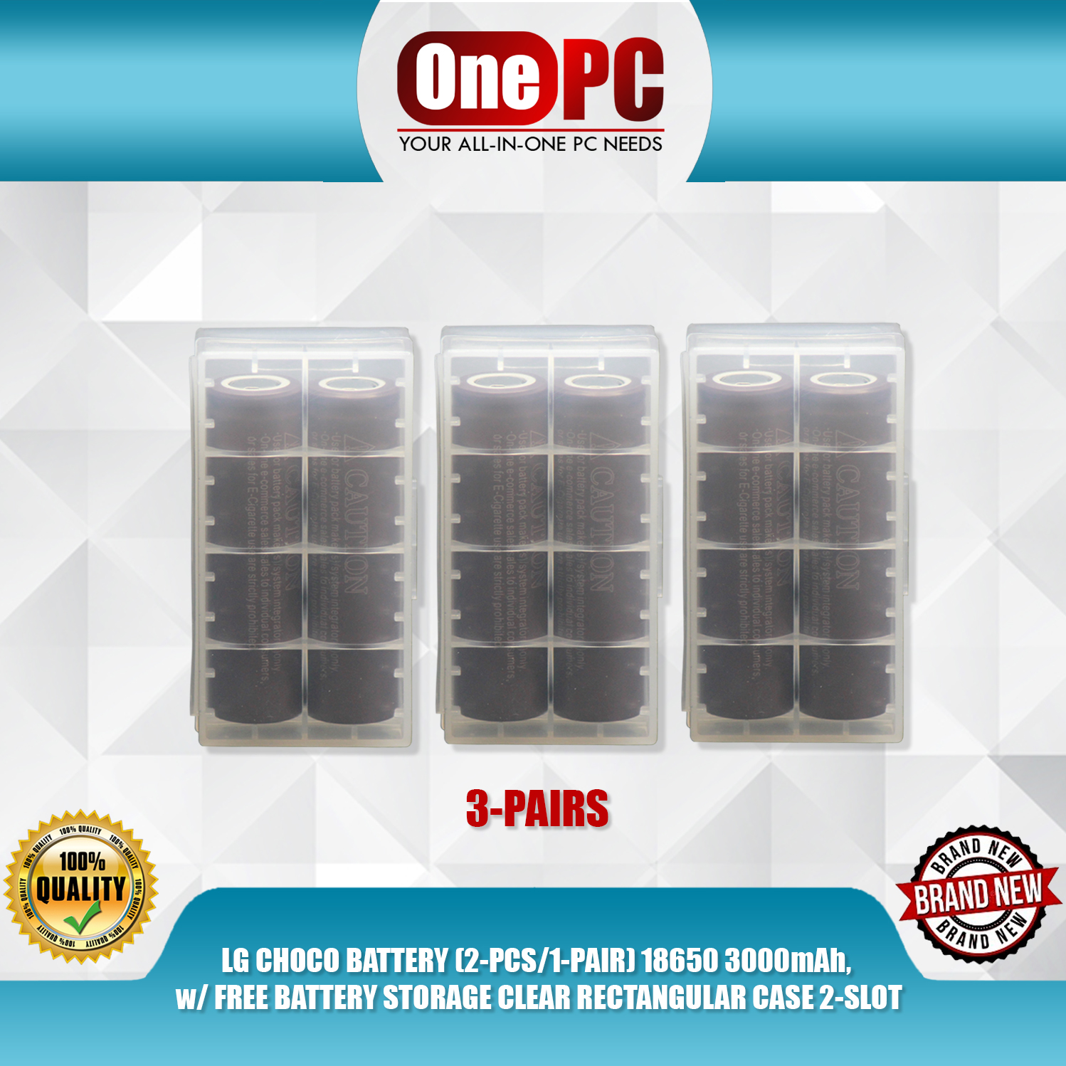 LG CHOCO BATTERY (2-PCS/1-PAIR) 18650 3000mAh, w/ FREE BATTERY STORAGE ...