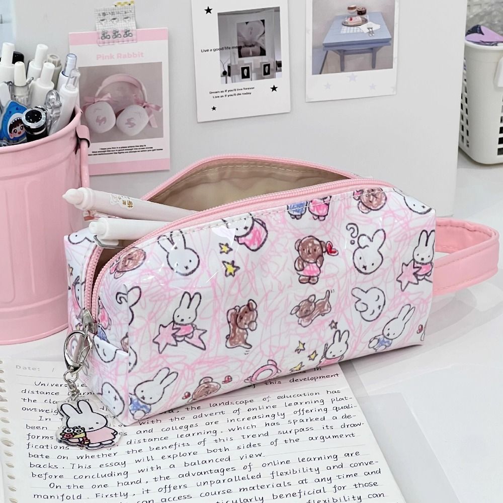 New Miffy Pen Bag with Handle Large Capacity Stationery Bag Cartoon PVC ...