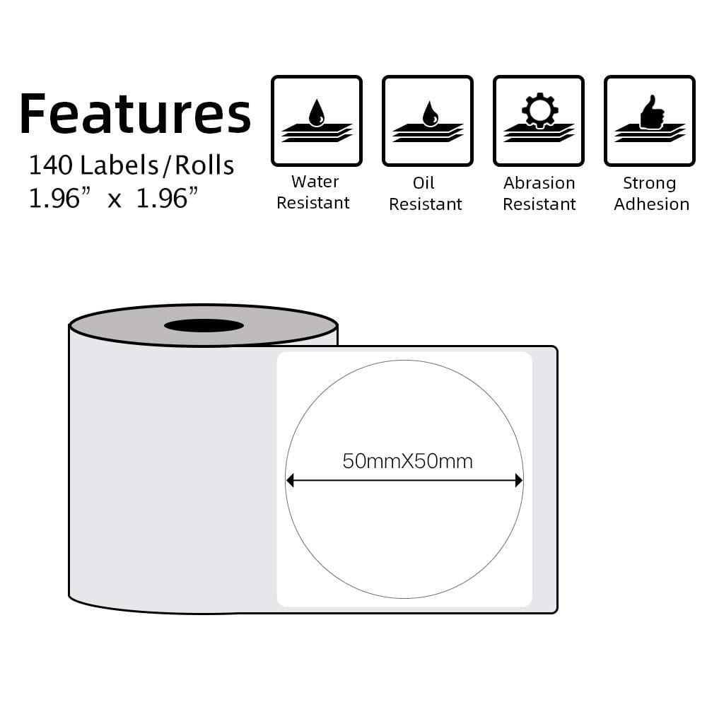 Phomemo White Round Self-adhesive Label Waterproof Identification Tag ...