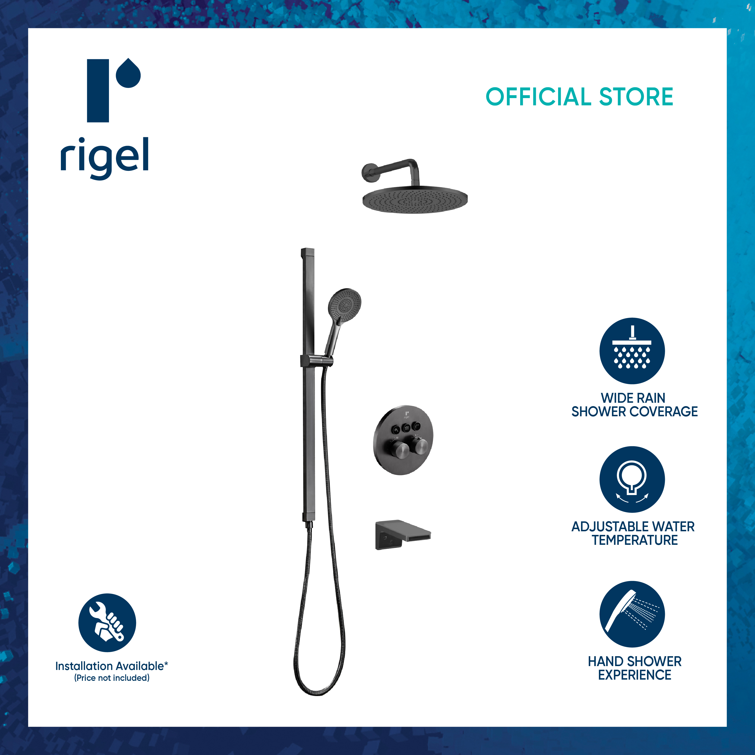 RIGEL Gunmetal Concealed Rain shower system Stellar 3.0 | Lazada Singapore