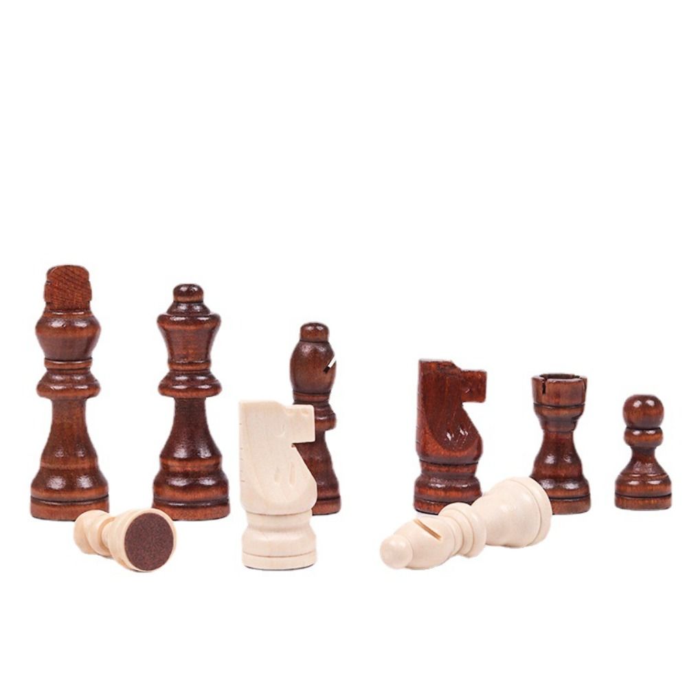 Entertainment Wood Wooden Chess 32 Pieses Chess Pieces Only No Board ...