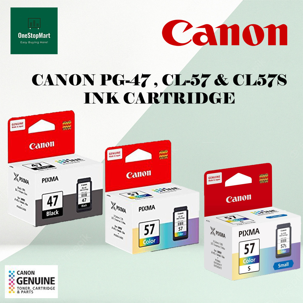 [ORIGINAL] CANON PG-47 (BLACK), CL-57 & CL57S (COLOUR) INK CARTRIDGE ...
