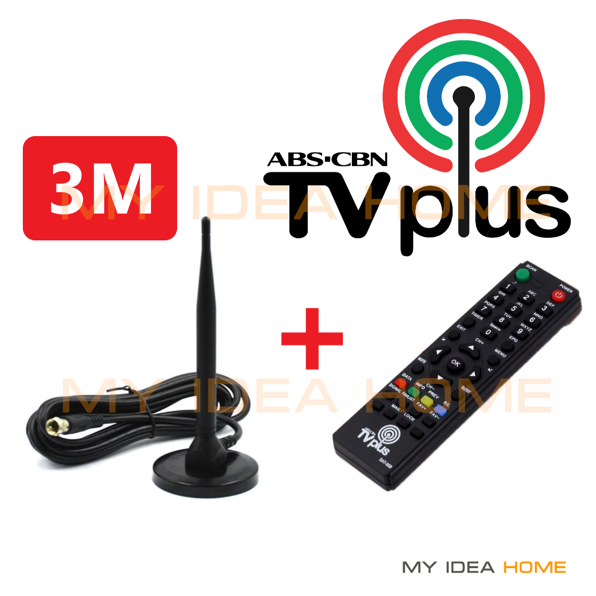 TV Plus Remote Control + TV PLUS Antenna with 3Meter/5Meter/10Meter ...