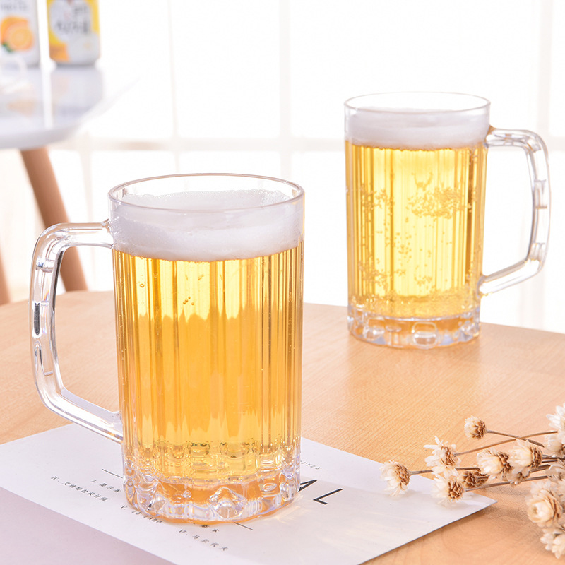 500ML Transparent Beer Mug Plastic Unbreakable Breakfast Milk Coffee ...
