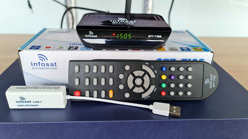 กล่องดิจิตอลทีวี Infosat รุ่น OTT-168 + PlanetComm รุ่น Ring เสาอากาศภายใน มีสายในตัว 1.20เมตร ...