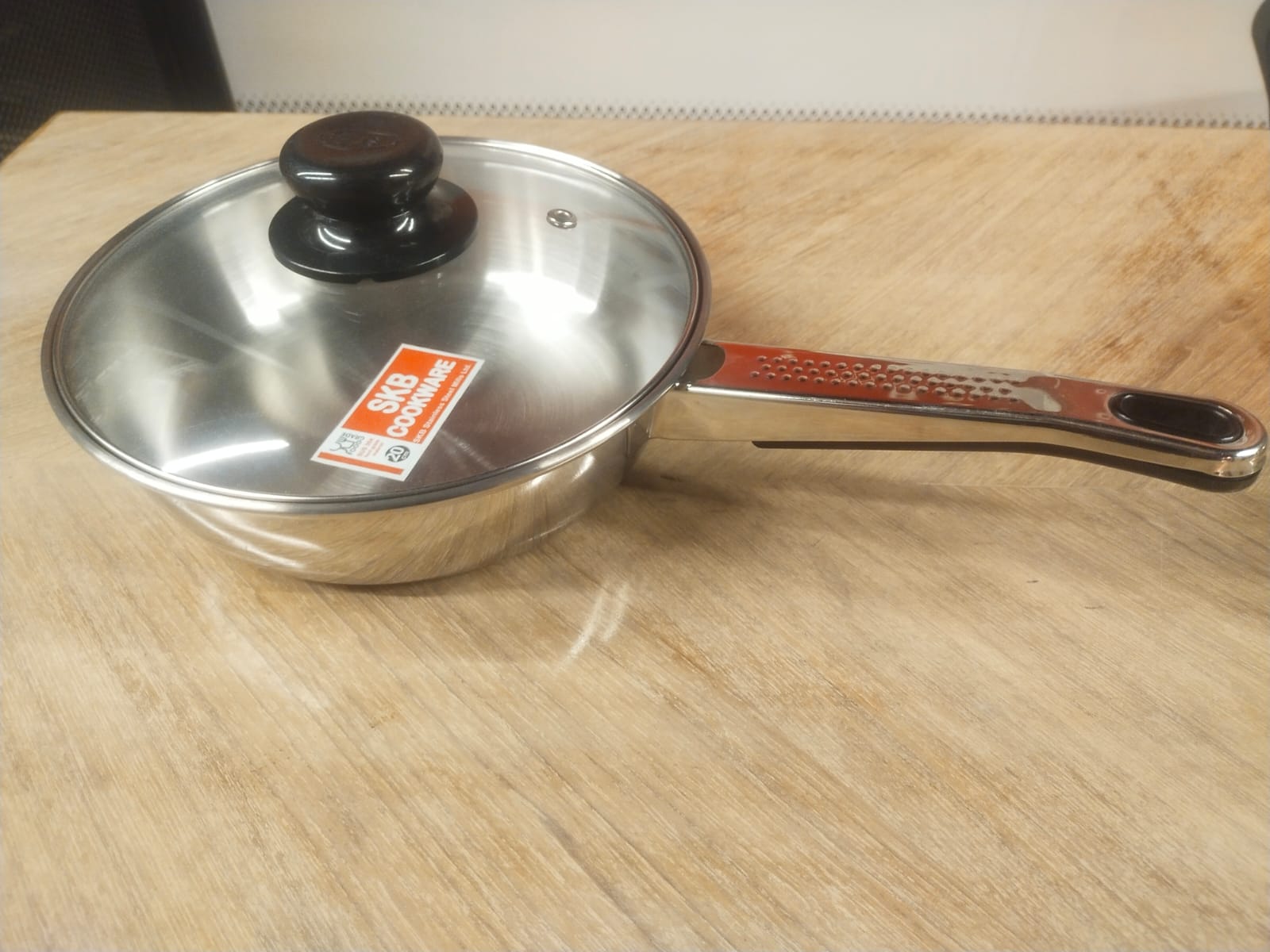 SKB Cookware Stainless Steel Fry Pans Frying Pan with Glass Lid 20cm ...