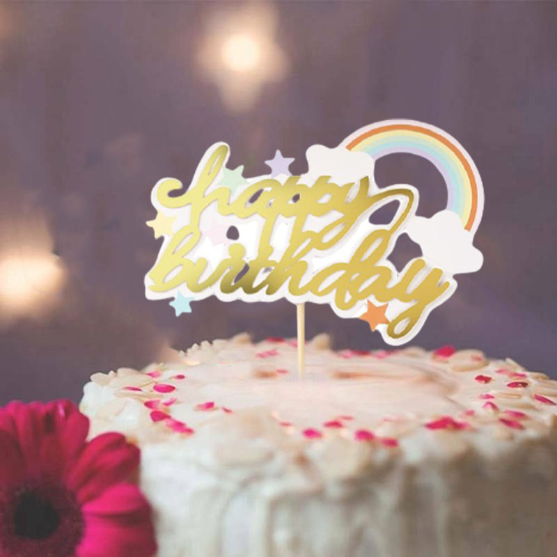 Zozo MMU Birthday Cake Rainbow Color Card Dessert Decoration Plug-in ...