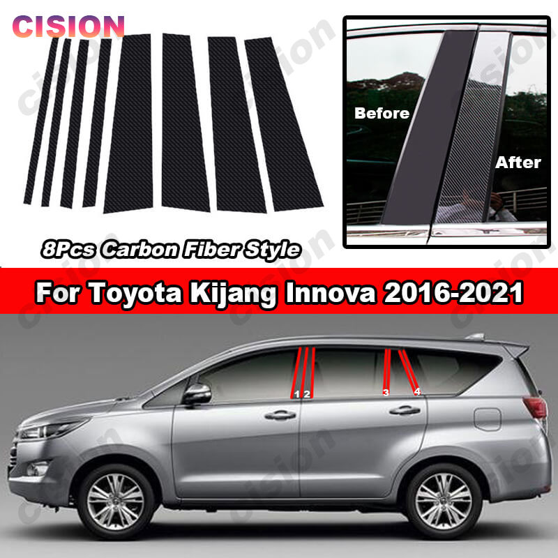 8Pcs Glossy Piano Black Car Door Center B C Pillar Post Cover Mirror ...