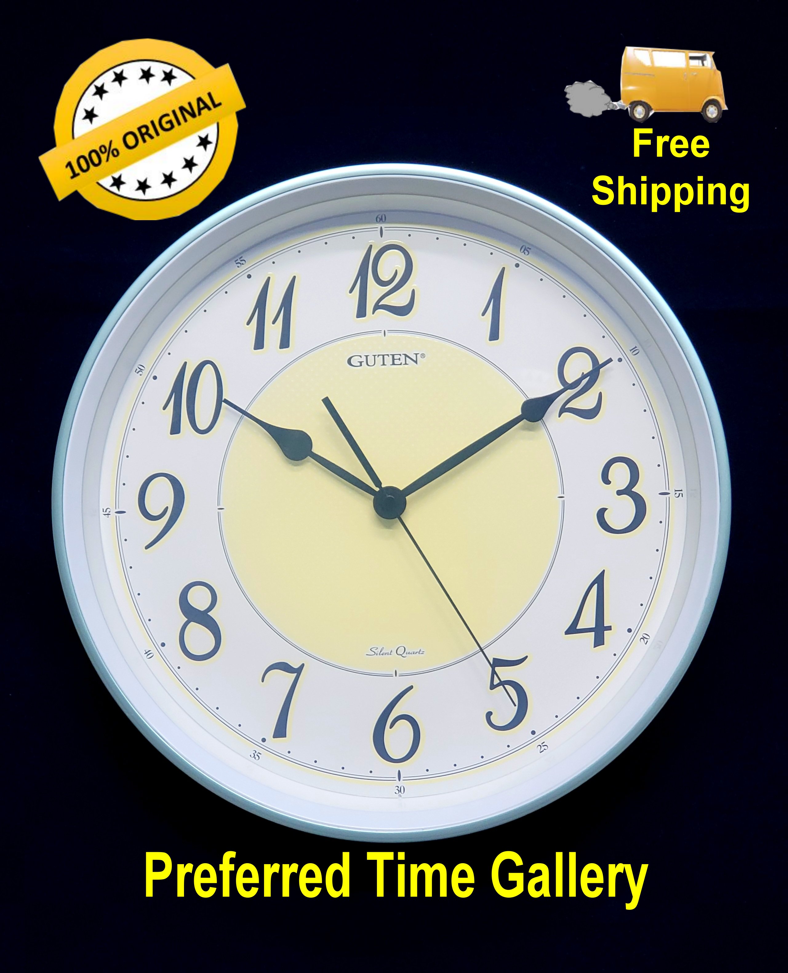 ORIGINAL Guten Wall Clock GT3868-1 Light Blue Case,Number Dial | Lazada